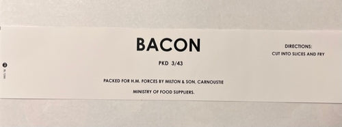 British Army Bacon Can Label| Frontline Rations