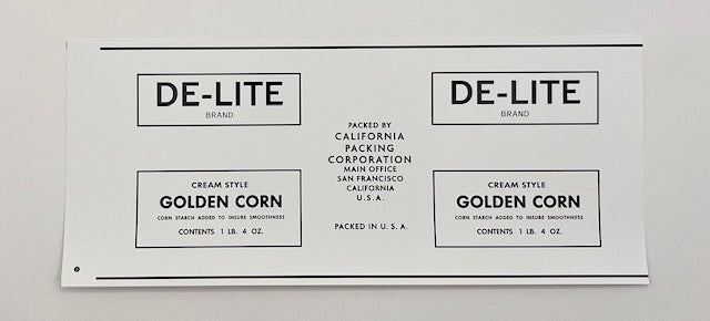 De-Lite Golden Corn Creamed Style Label| Frontline Rations